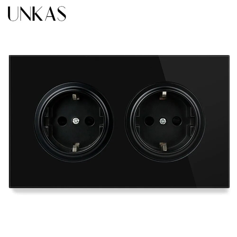 Хрустальная панель из закаленного стекла 16A Двойная настенная розетка