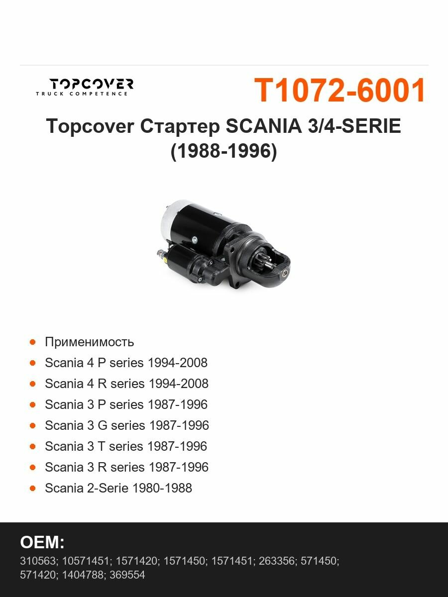 Topcover Стартер SCANIA 3/4-SERIE (1988-1996)