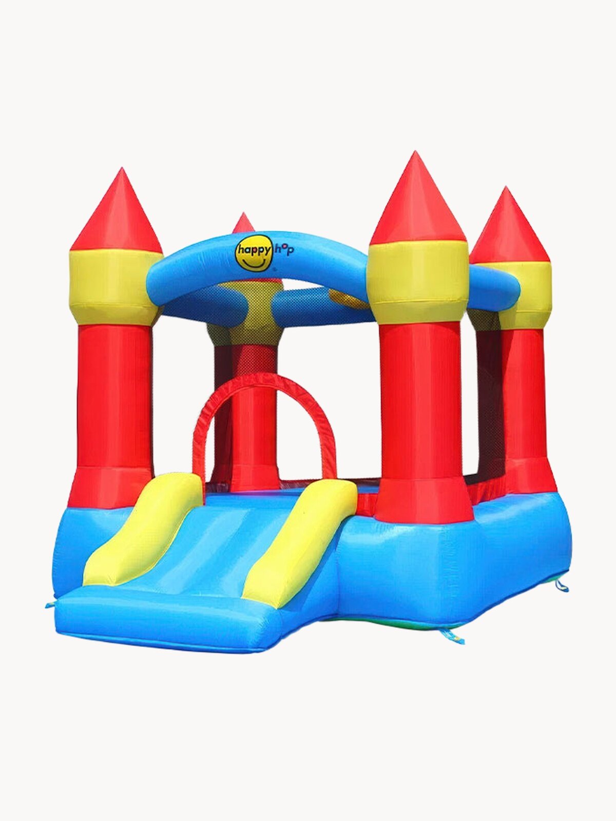 Детский надувной батут для дома и улицы Happy Hop "Мини крепость", с горкой, с защитной сеткой, 280х210х195 см