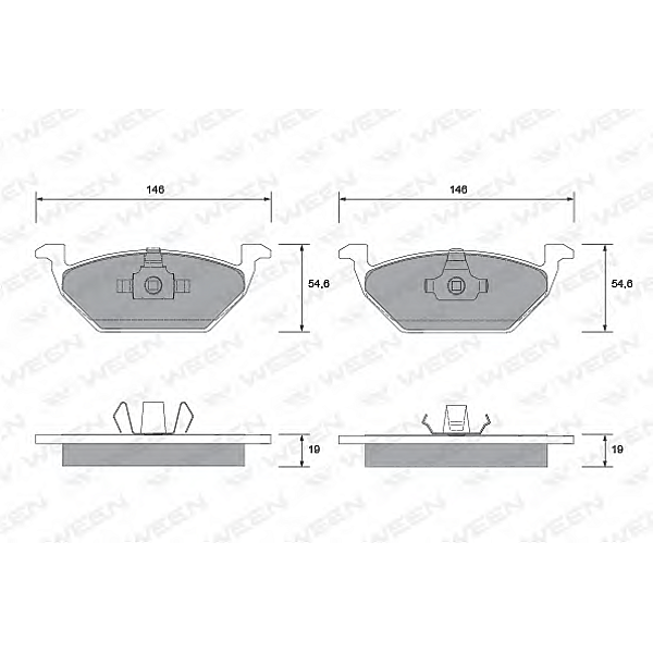 WEEN 151-1124 (190698151 / 1J0698151 / 1J0698151A) тормозные колодки дисковые передние VW Polo (Поло) sedan (6r 6c