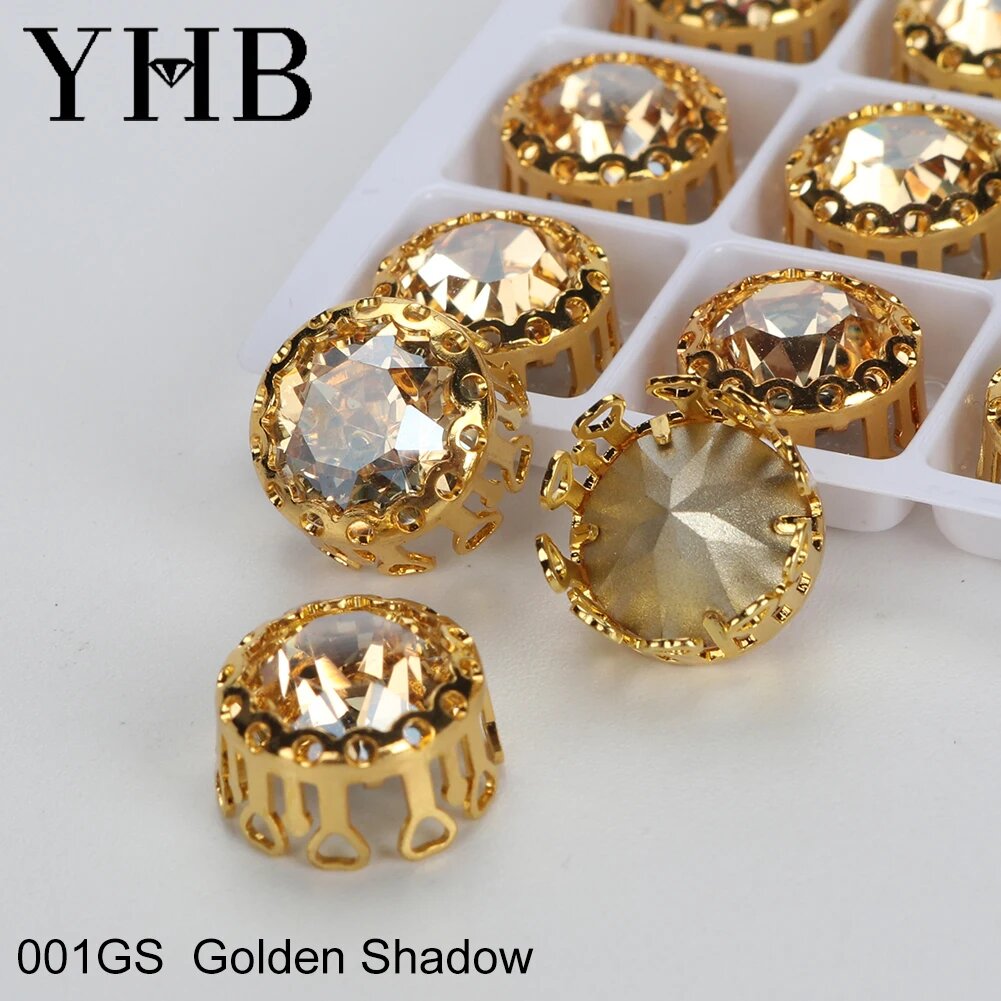 Стразы YHB стеклянные кристаллы AB лунный свет 24Pcs 8MM, 001GS Golden Shadow