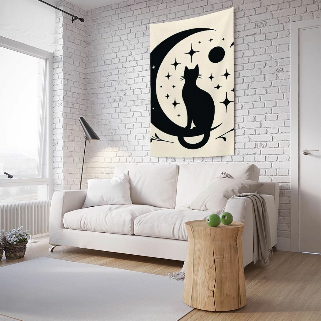 Вертикальное фотопанно на стену JoyArty "Ночной кот", из ткани, 150х200 см