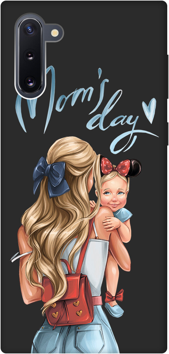 Матовый чехол Mom's Day для Samsung Galaxy Note 10 / Самсунг Ноут 10 с 3D эффектом черный