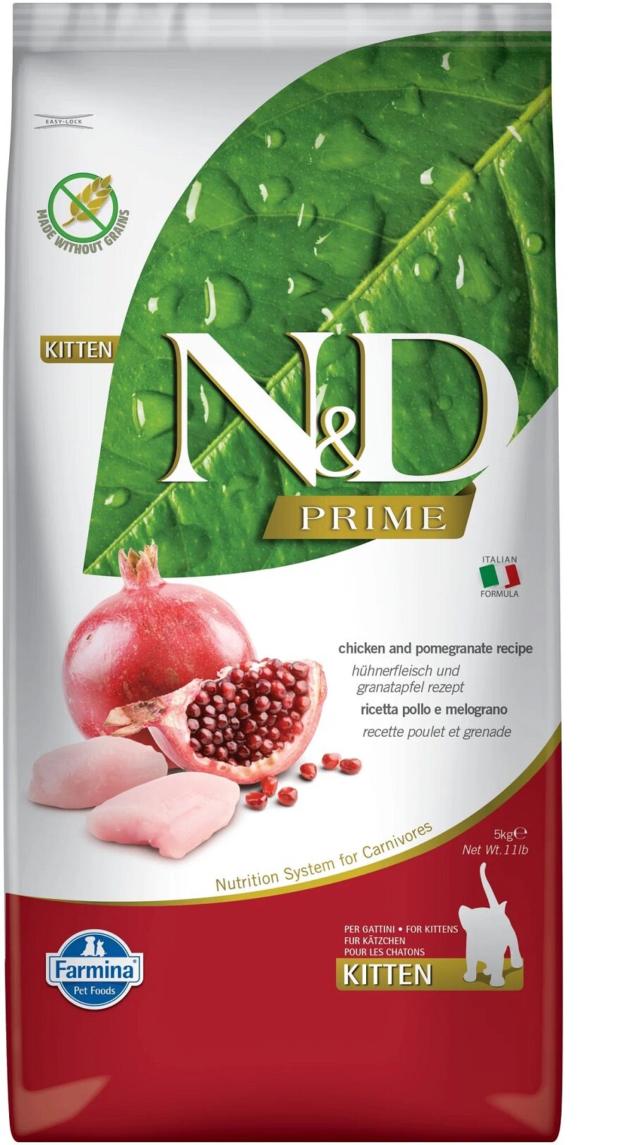 Farmina Корм сухой N&D Prime Cat Chicken & Pomegranate Kitten курица с гранатом для котят 5 кг
