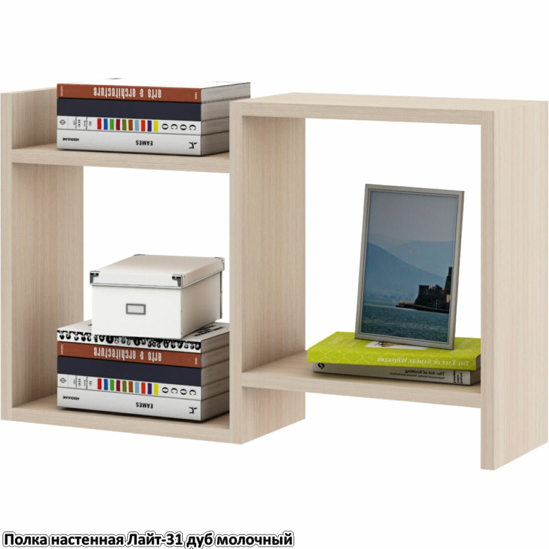 Полка Лайт-31 Дуб-молочный, ЛДСП, МФ Владимир VMF, 64,8х40х17 см.