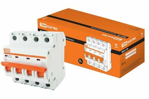 Выключатель автоматический ВА 47-29 4Р 2А 4,5кА х-ка С SQ0206-0117