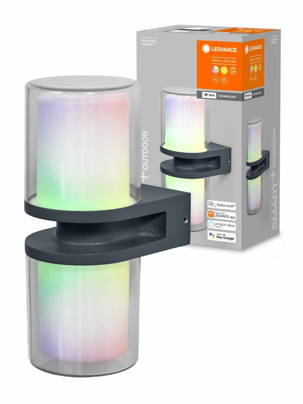 Умный светильник для фасада LEDVANCE SMART+ Wifi Flare Wall UpDown RGB+W, 14 Вт, 1000Лм, 3000К, IP44