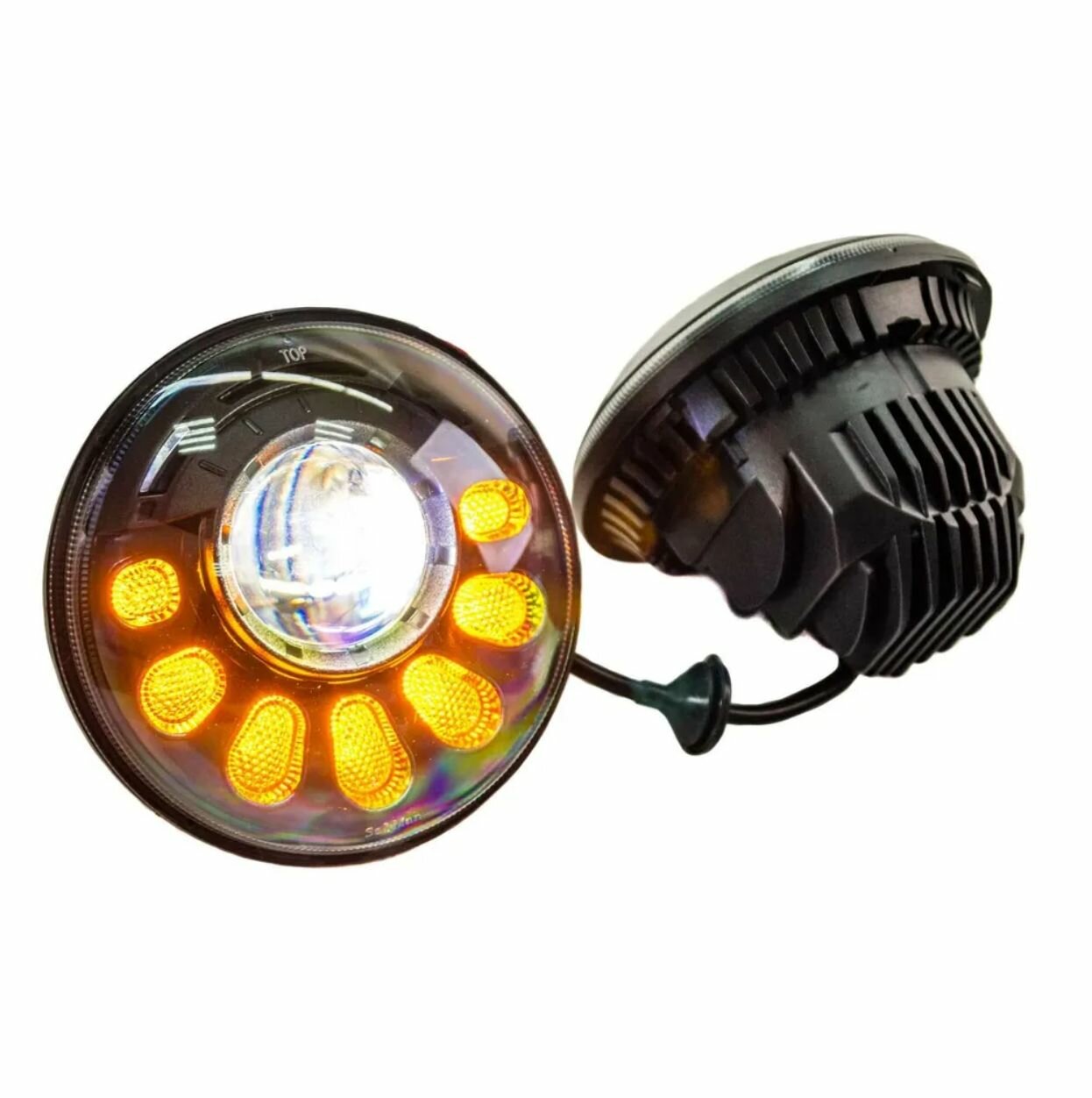 Светодиодные фары нива Sal-Man 7 дюймов с линзой, динамическим повторителем поворотника и ДХО для Нива Легенд, Лада 4х4, ВАЗ 2101, 2102