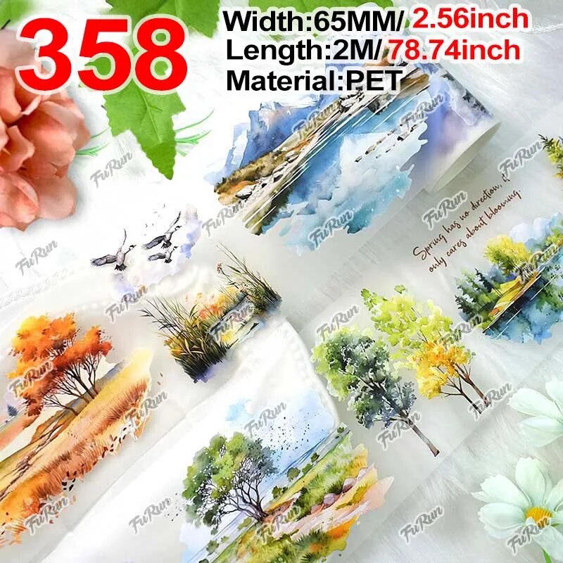 Прозрачная малярная лента ПЭТ для скрапбукинга 2 м 358