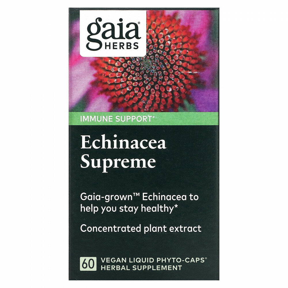 Gaia Herbs, Echinacea Supreme, 60 веганских капсул Phyto-Caps®