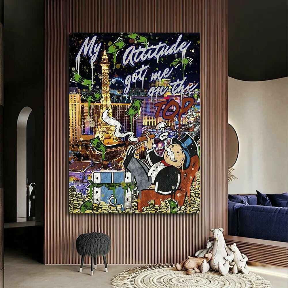 Алик монополи / Alec Monopoly, Картина в офис, постер мотивация, из коллекции "Деньги", 30х40 см.