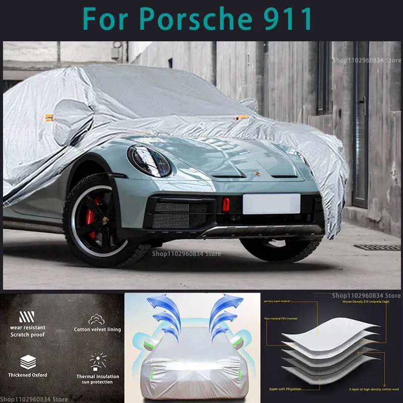 Автомобильные чехлы для Porsche 911 210T с полным покрытием, уличная Защита от солнца, УФ-лучей, пыли, снега, защита от града и шторма, автомобильный защитный чехол