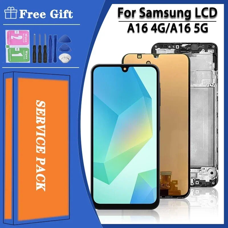 6,7-дюймовый Super AMOLED A16 4G SM-A165F-экран, для Samsung A16 5G SM-A166B ЖК-дисплей Цифровой сенсорный экран с рамкой A16 4G With Frame