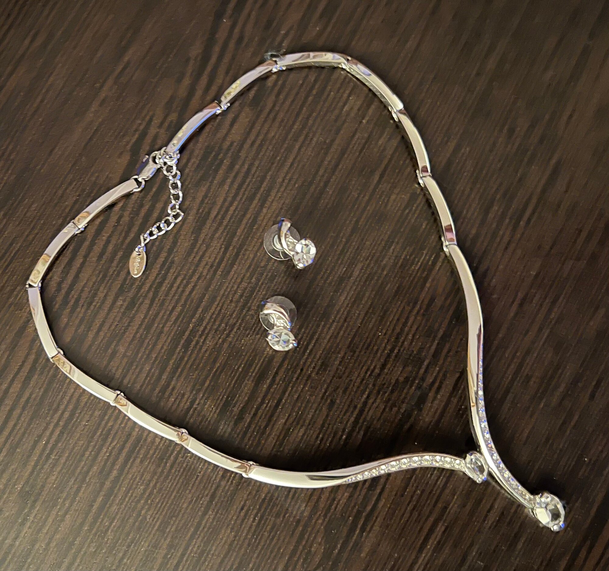 Комплект бижутерии: серьги, колье, Swarovski Zirconia, топаз Swarovski