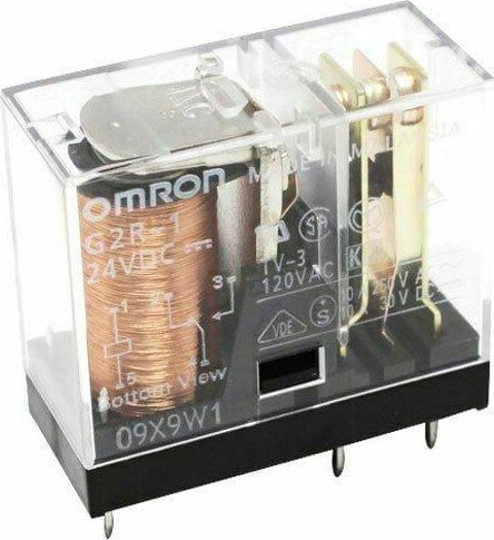 Реле OMRON G2R-1-E-DC24 Реле электромагнитное SPDT на печатную плату Uобмотки 24ВDC 16A/250ВAC шаг 5мм 1шт