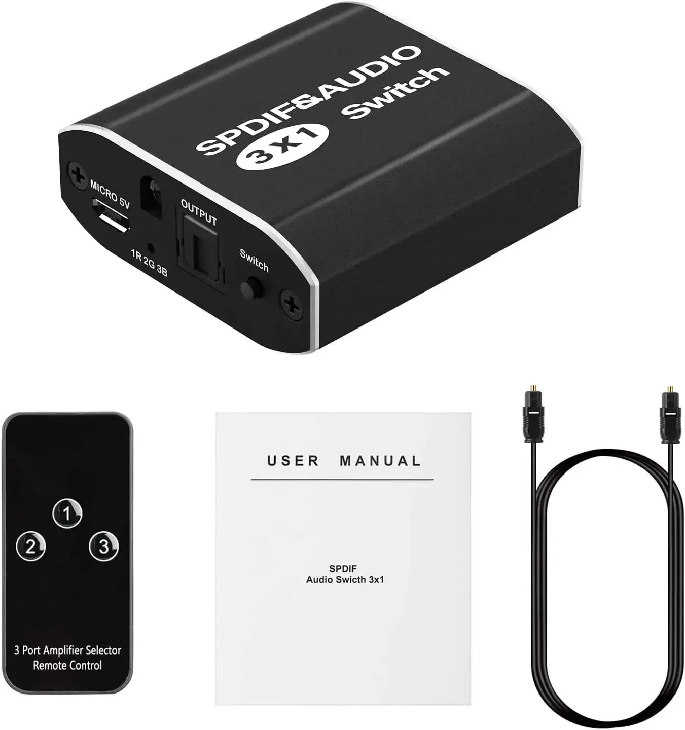 3-портовый оптический аудиопереключатель SPDIF Toslink