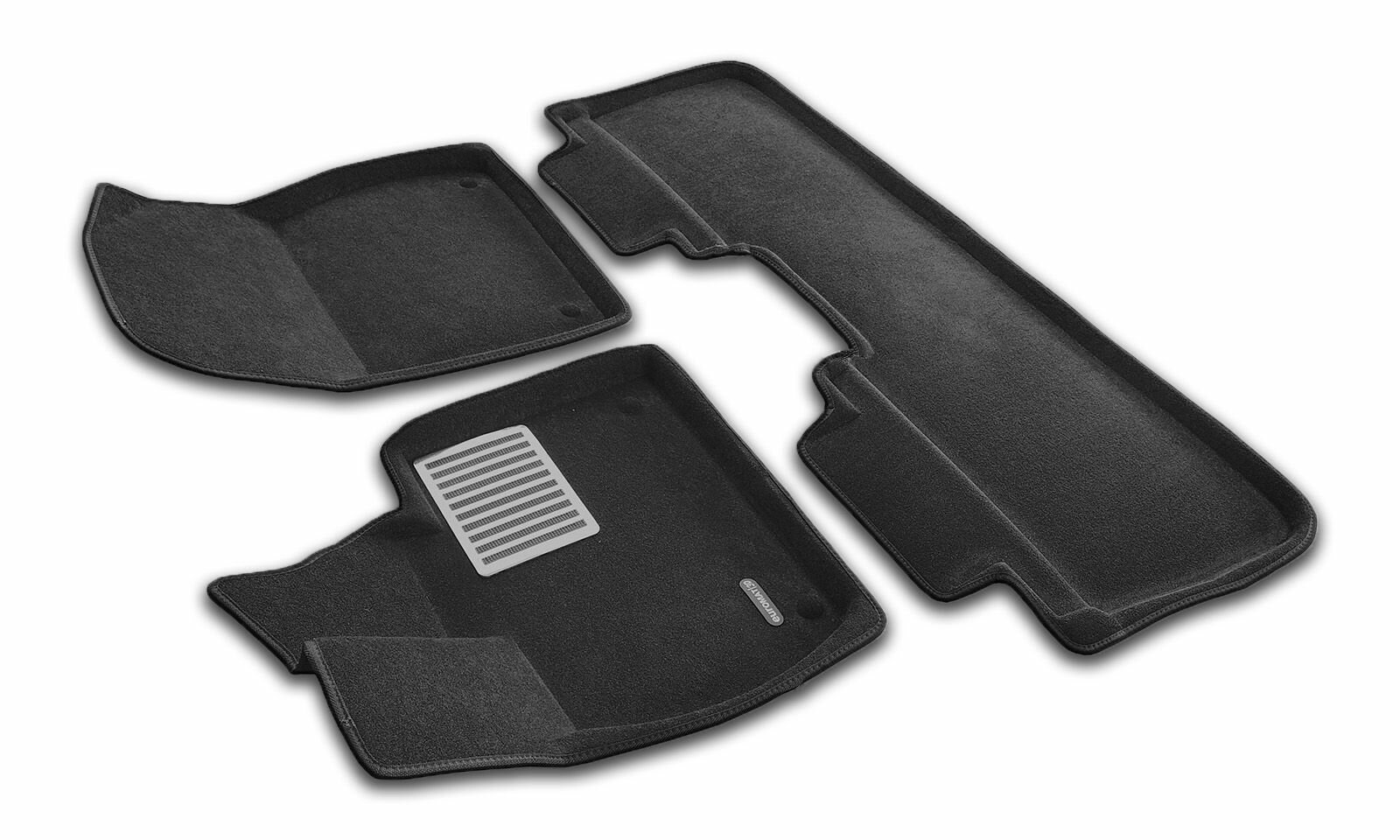 Коврики текстильные 3D Euromat для Lixiang L7 (рестайл 05/2024+) / 3Д Евромат с бортиками для Li Auto Лисян Л7, с металлическим подпятником, черные