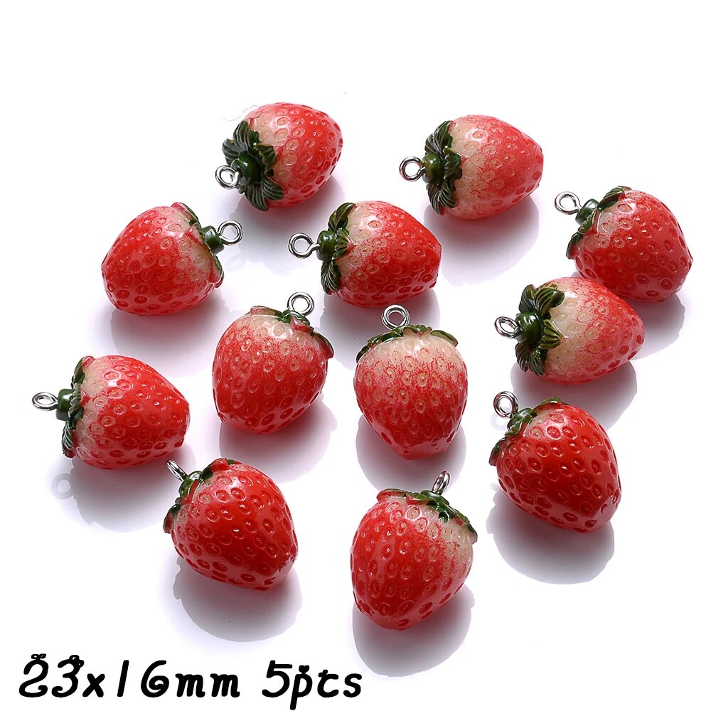 5 шт. 43 стиль клубника яблоко ананас виноград пончик смола кулон подвески фрукты модный style19