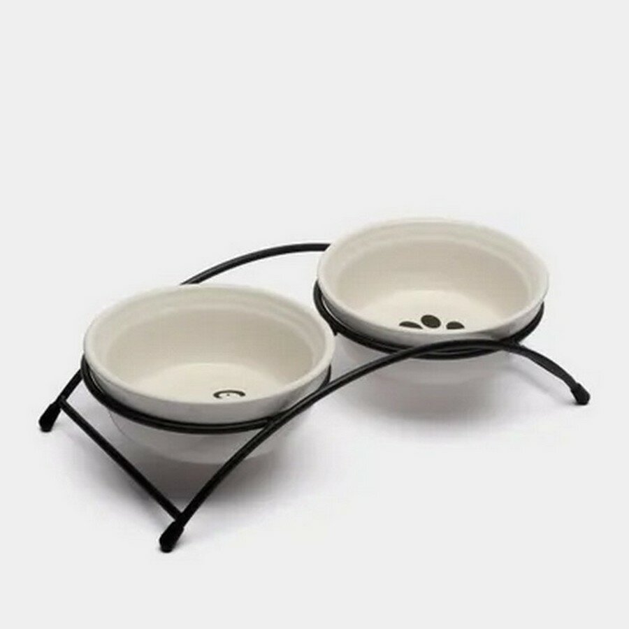 Миска керамическая на подставке для кошки и собак, 2х300 мл арт. 9126/04