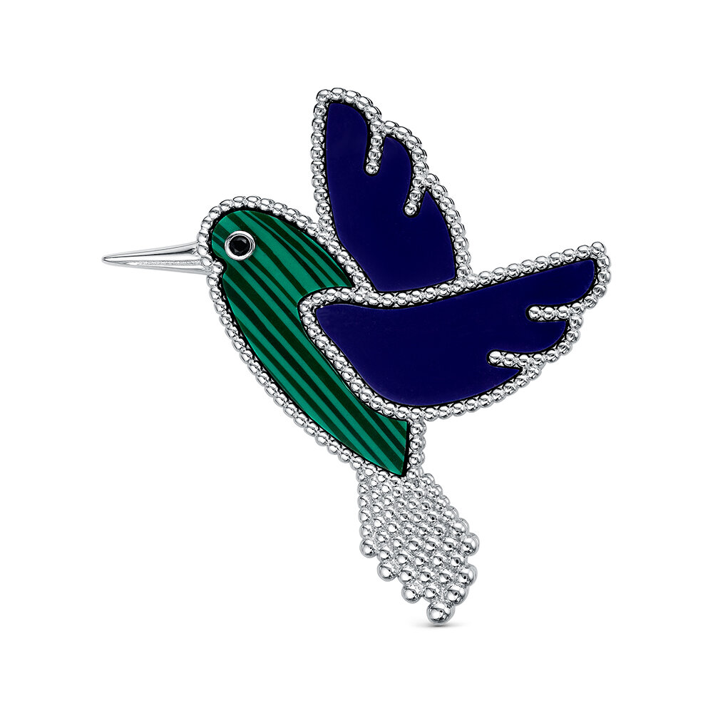 Брошь, серебро, 925 проба, бирюза, малахит