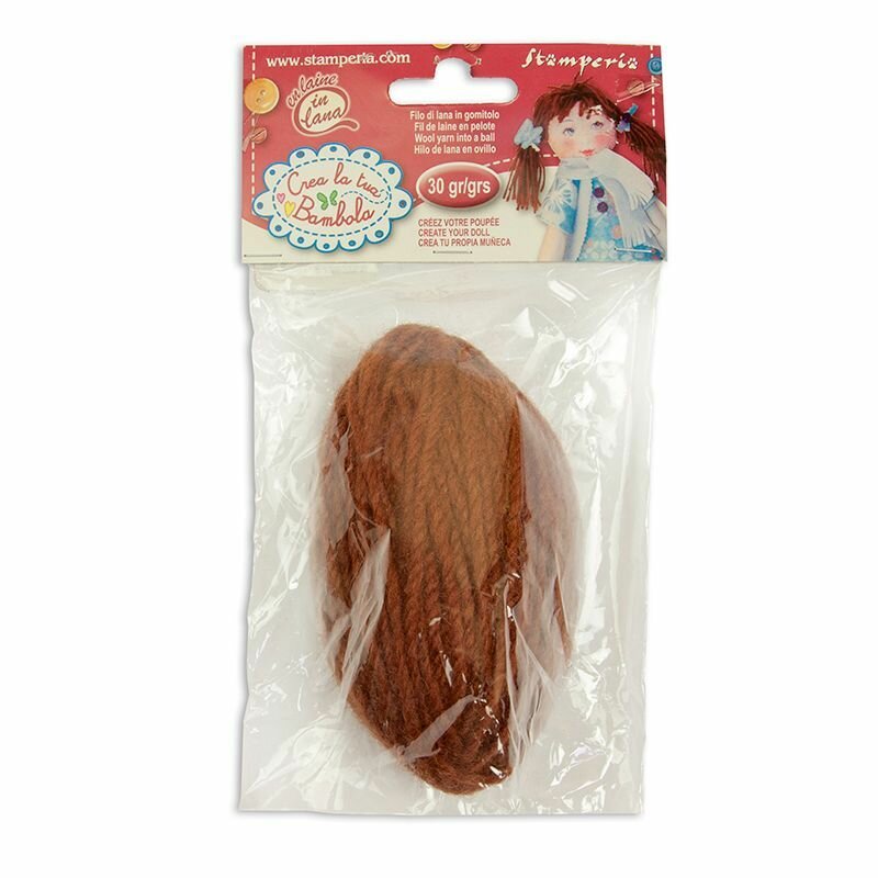 Волосы для изготовления кукол STAMPERIA Коричневые, шерсть, 30 г