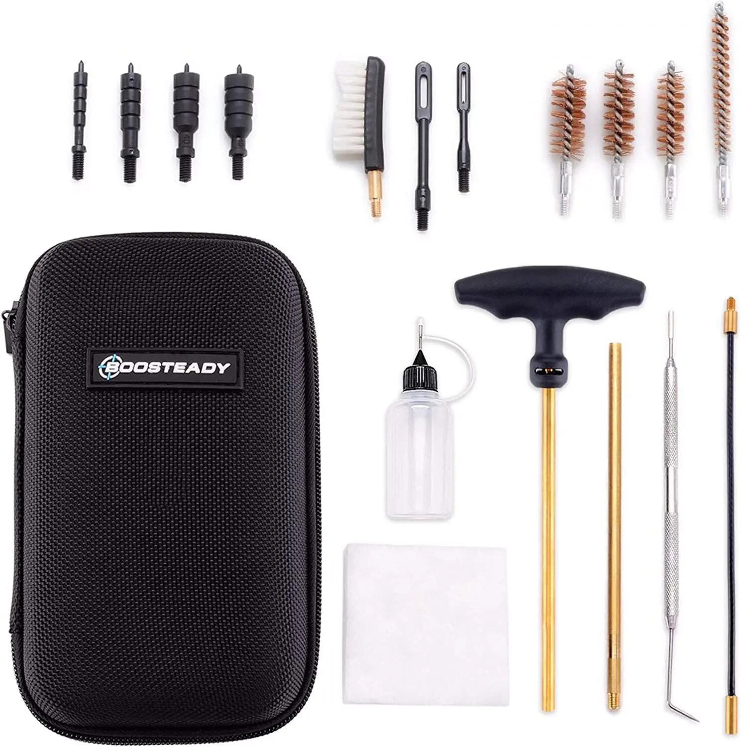 Набор для чистки пистолета для щетки для пистолета калибра .22.357/.38/9 мм.45 Jag с кабелем с гибким покрытием и бутылкой в футляре на молнии
