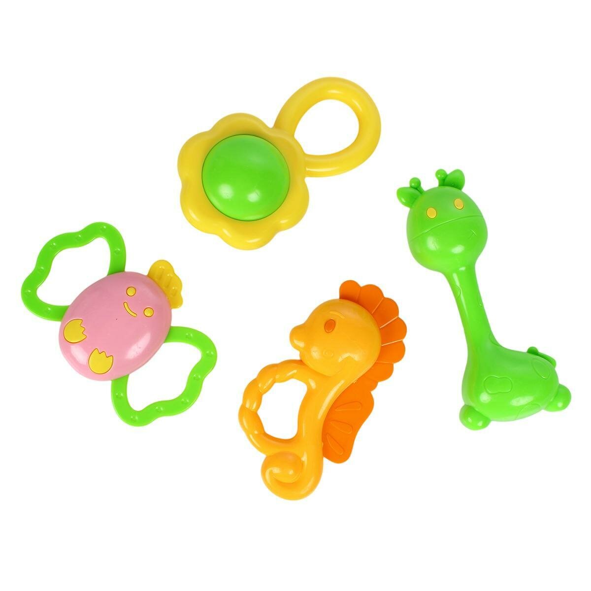 Погремушка детская 4 шт, бутылочка 326-B113, яркие цвета, пластик