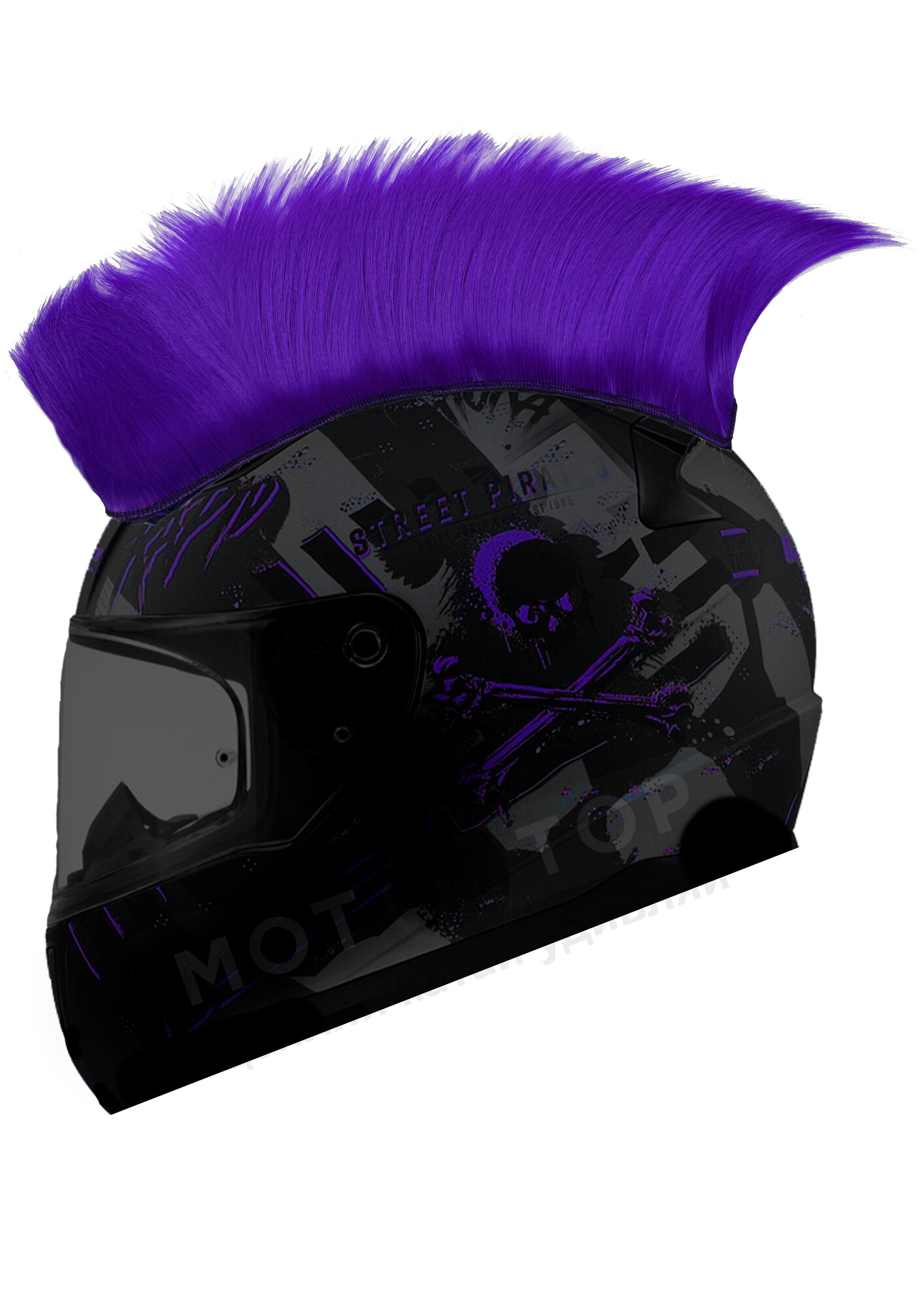 Ирокез мототор, для шлема, на клейкой ленте, цвет фиолетовый, размер 4х31 см