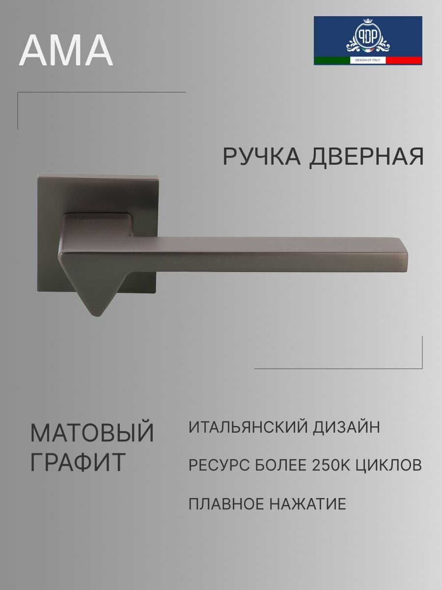 Дверная ручка на розетке PDP AMA modern Матовый графит / ручки для межкомнатных дверей