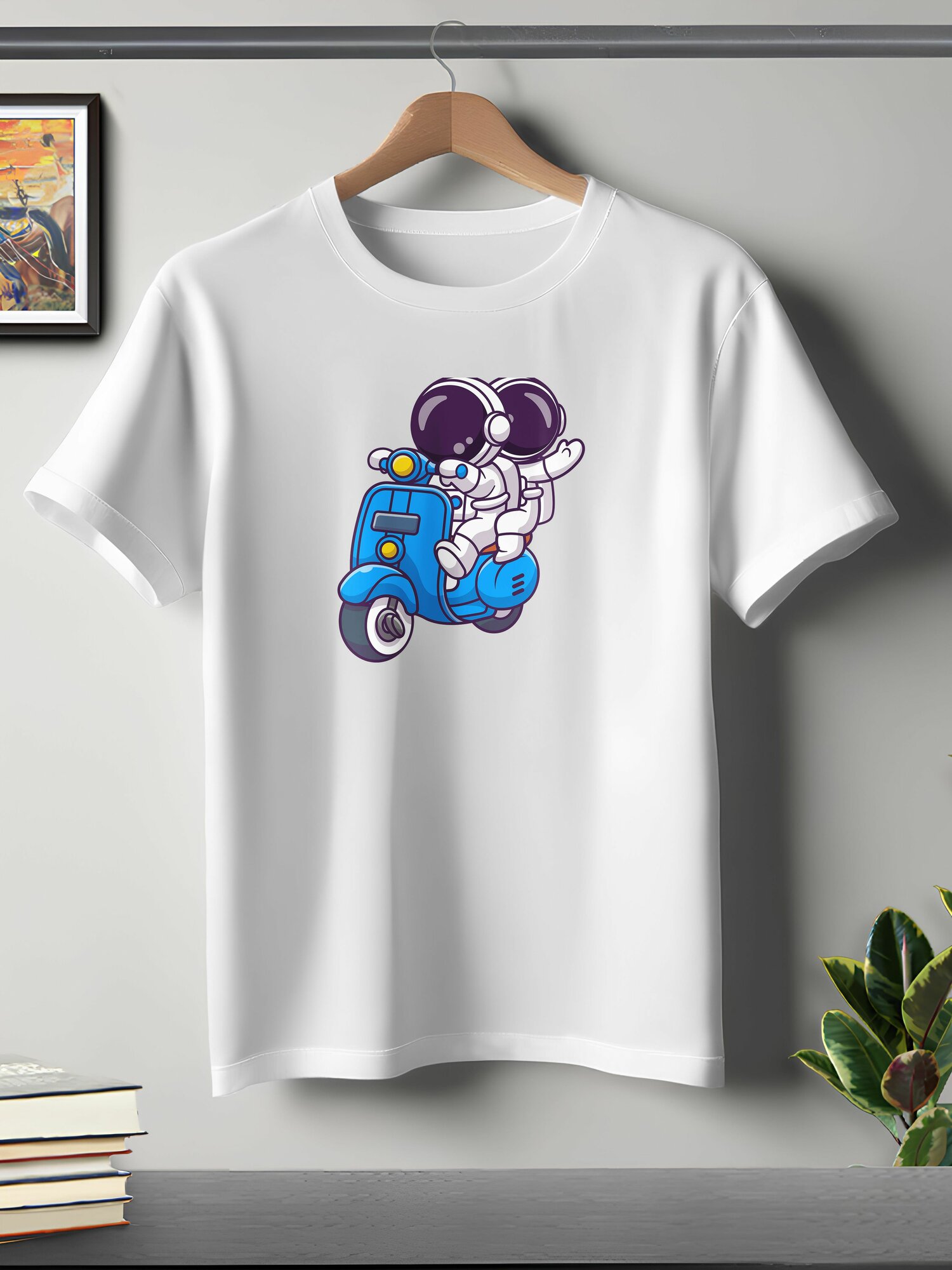 Футболка  Детская ONEQ 158 (13-14) размер с принтом Космонавт, белая