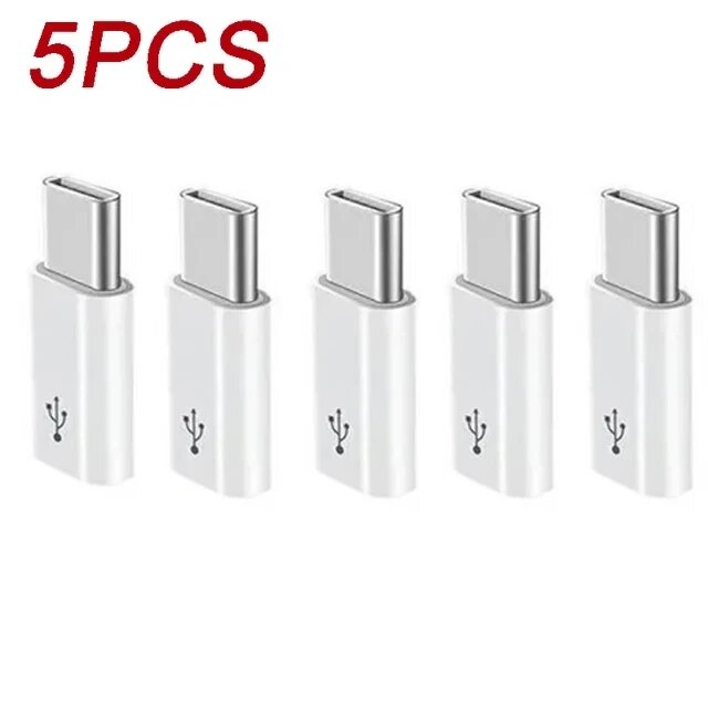 1/5/10 шт. переходник с разъемом Micro USB «мама» типа C «папа» для смартфона Android, 5Pcs White