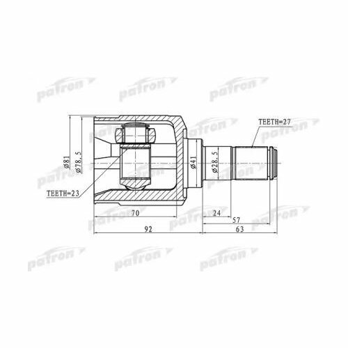 Ремкомплект шруса внутренний задний правый для автомобиля Hyundai, PATRON PCV1162 (1 шт.)