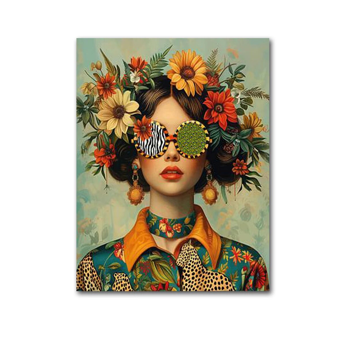Картина на холсте QIPINGART "Женщина с цветами" QP10896-E, 30x45cm No Frame