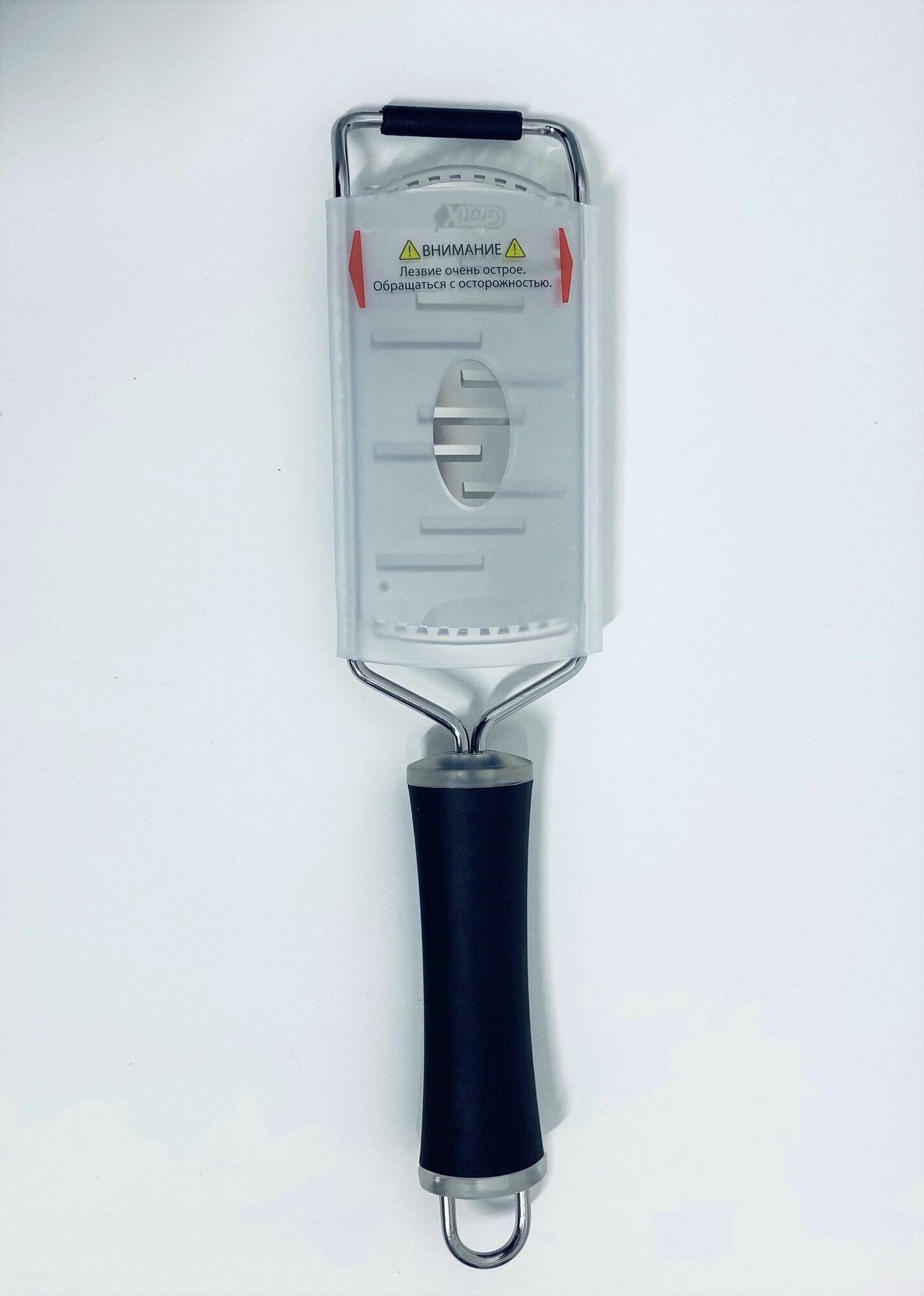 Терка Gratix, 13х8 L-30см, нерж. сталь, ручка пластик, цвет черный