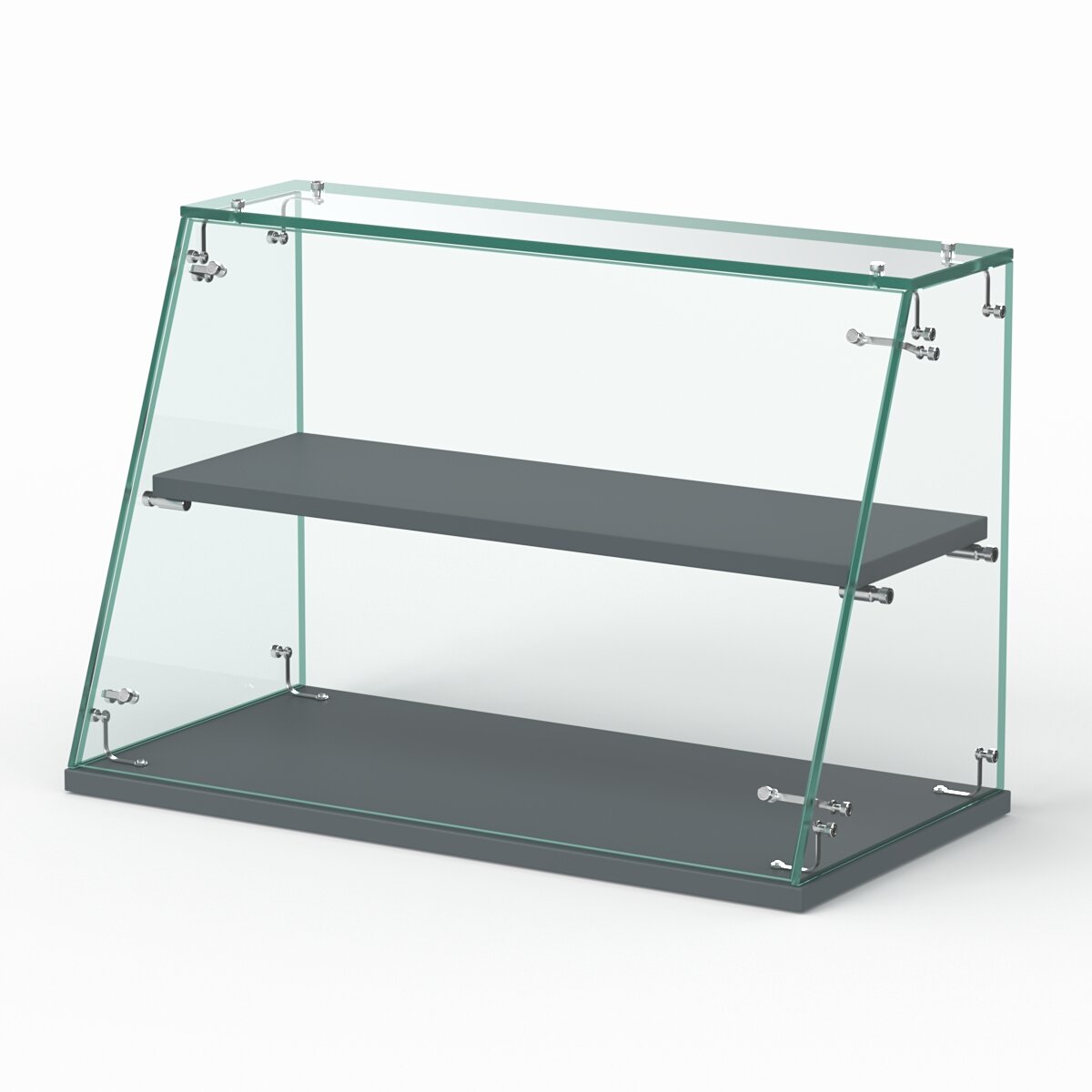 Витрина "сладость" №14КА-О-П для выпечки настольная с прямыми полками без дверок пдсп, Темно-Серый