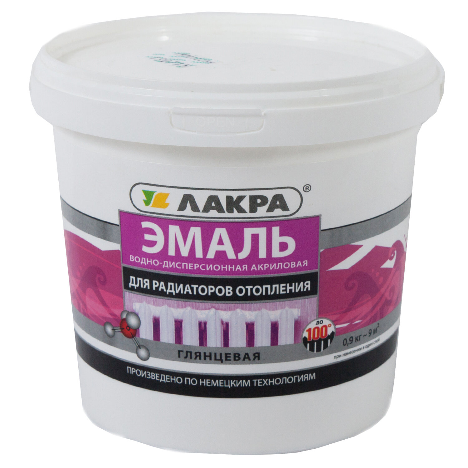 Эмаль акриловая лакра для радиаторов белая глянцевая (0,9кг)