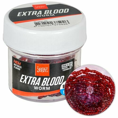 Силиконовая приманка Lucky John Pro Series Extra Blood Worm XL мотыль 1см. 160шт.