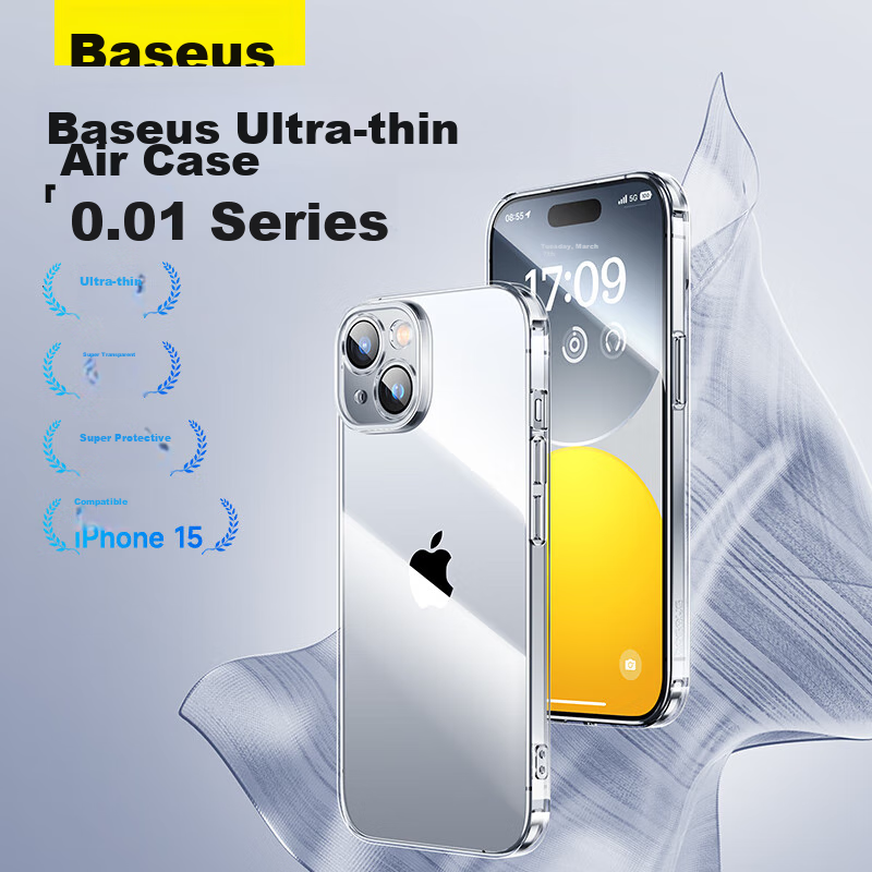 Baseus suitable for Apple 15 mobile phone case iPhone 15 protective cover ultra-thin anti-fall soft shell silicone lens full package men and women's transparent simple