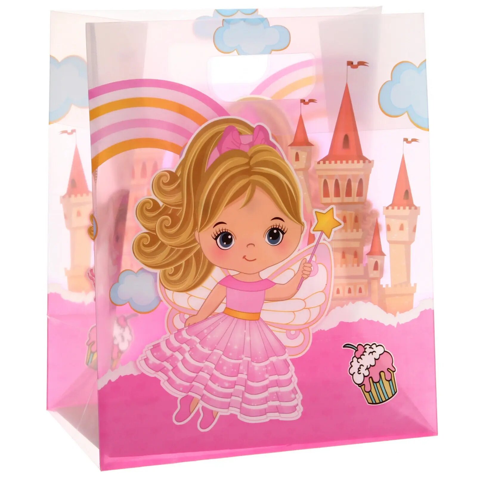 Подарочный пакет «Маленькая фея», 1шт, с ручкой, 25*15*30 см, ПВХ, розовый дизайн