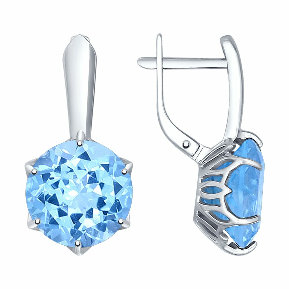 Серьги, серебро, 925 проба, родирование, ситалл