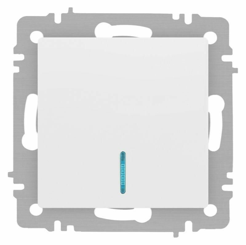 Выключатель 1-кл. СП Accent 6-102-01М 10А IP20 250В с подсветкой AL/CU бел. матов. Intro Б0063466