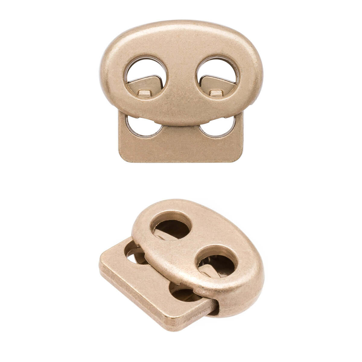 Фиксаторы для шнурков металлические 15,0х17,8мм, отв.4,0мм, упак(25шт) (матовый золотой), 25 шт, MFR13