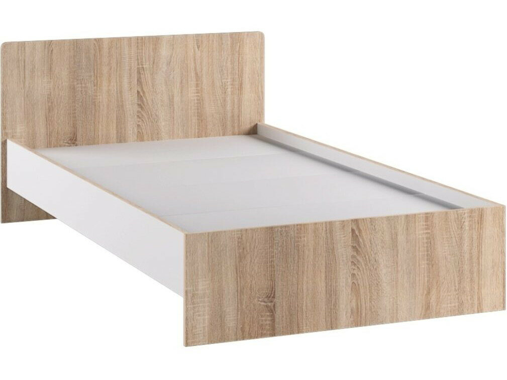 Современная Кровать полуторка 120х200 от МДМ, дуб сонома/белый (ЛДСП)