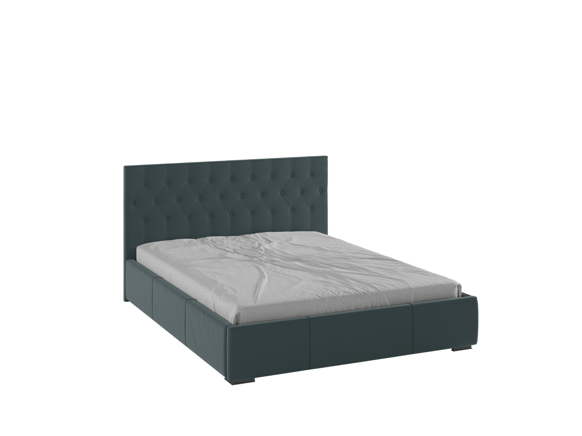 Кровать интерьерная, велюр 160, велюр серый ромб, ортопедическое основание