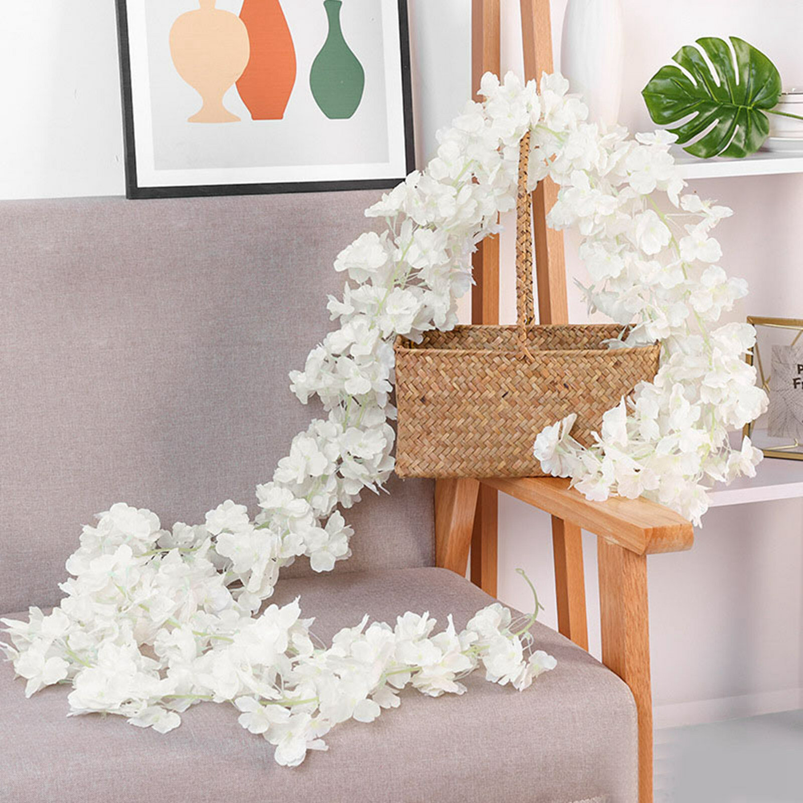 1,8 м 256 искусственная гирлянда из цветов сакуры, подвесные лозы для весны, дома, комнаты, свадебной вечеринки, декор, белый