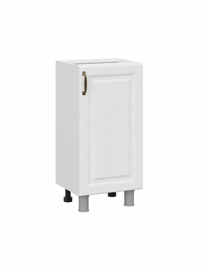 Кухонный модуль напольный, стол узкий Флоренс с полками, с доводчиками, 40х34.6х82.4 см, Белый / Белый текстурный