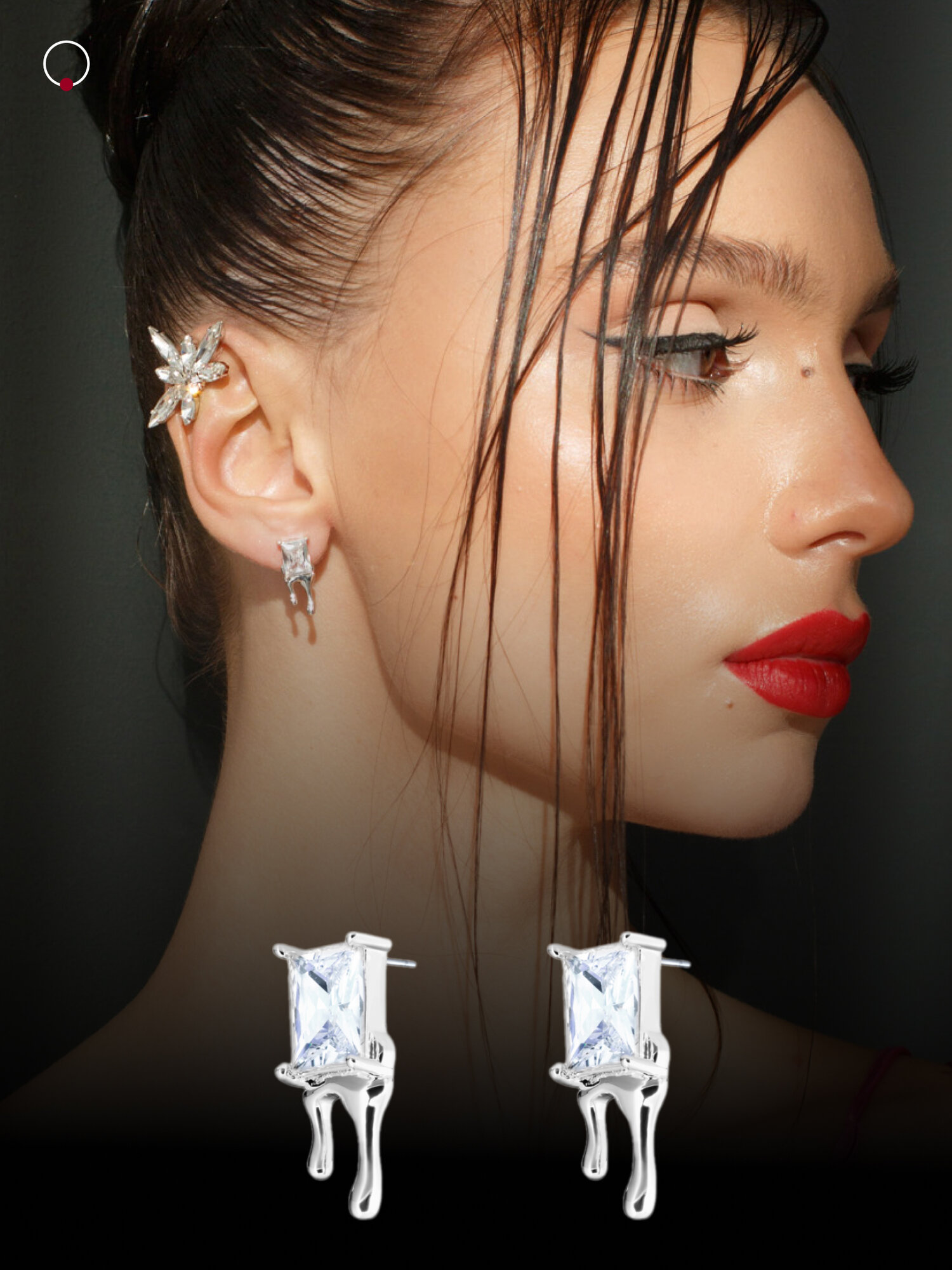 Серьги пусеты, кристалл