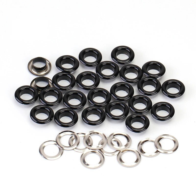 Люверсы алюминиевые 16 цветов 50 шт. Черный, 10mm ID, 05-50 sets