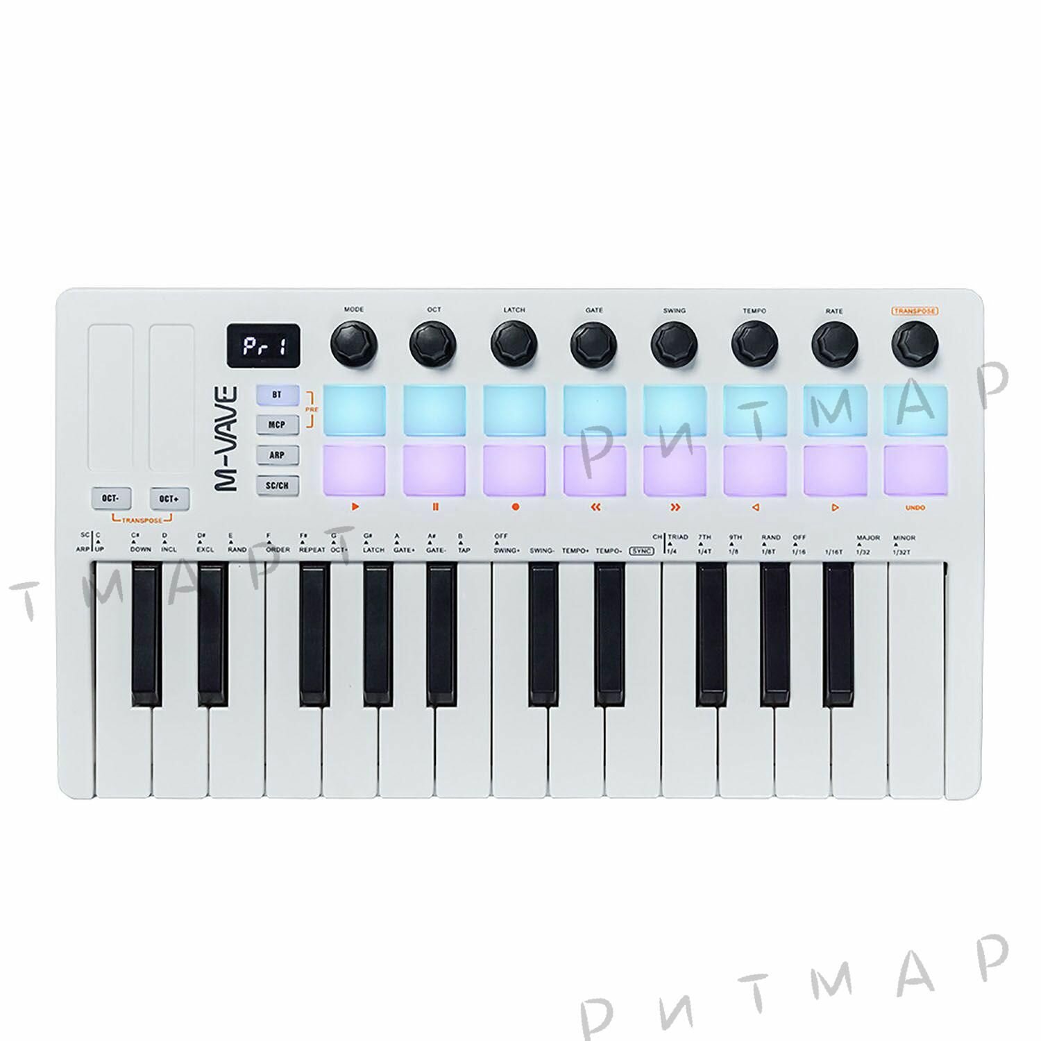 M-VAVE MIDI SMK-25 II 25-ключ USB Музыка Клавиатурный контроллер 8 Барабан подсветкой RGB