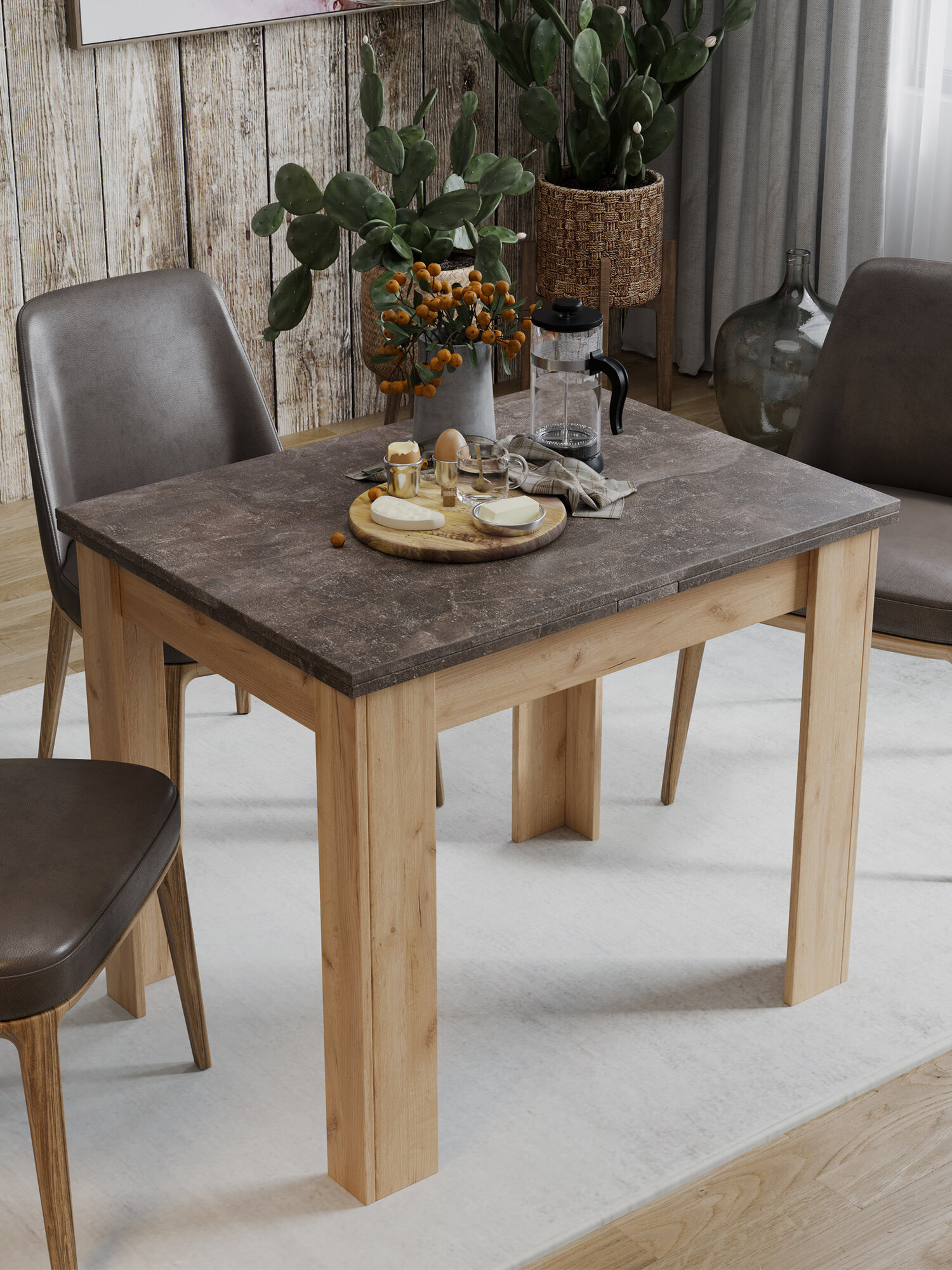 Стол кухонный , раздвижной Мебель ТриЯ Промо тип 3 (Дуб Крафт Золотой / Ателье темное)